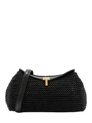 TOTEME T-lock Woven Leather Clutch - Black