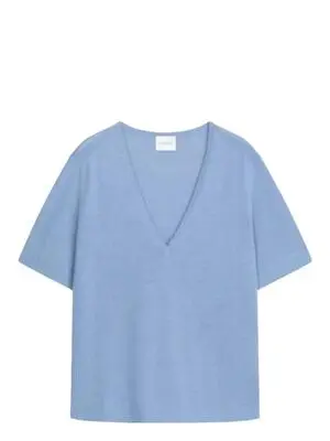 CLOSED Closed V-Neck Short-Sleeve Knitwear With Ribbed Details
