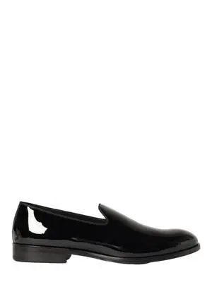 DOUCAL'S Logo Patent Leather Loafers - Balck