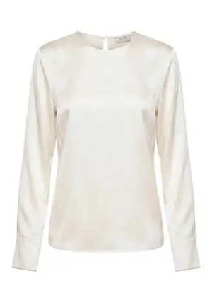 Peserico Satin-finish Long-sleeve Top - Beige
