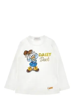 Monnalisa Daisy Duck Embellished Crewneck T-shirt - No