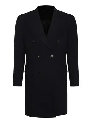 Canali Double-breasted Coat - Black