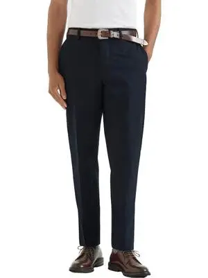 Brunello Cucinelli Cotton And Virgin Wool Gabardine Trousers - Blue