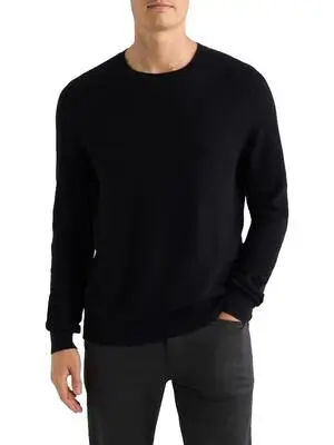 Nordstrom Cotton & Cashmere Honeycomb Textured Crewneck Sweater - Black