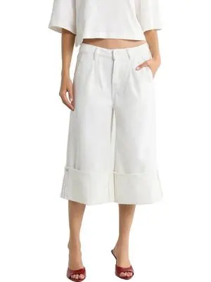 FADE OUT LOUD Roxie Cuffed Selvedge Denim Shorts - Cloud