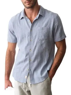 Marine Layer Classic Stretch Selvage Short Sleeve Shirt - Blue
