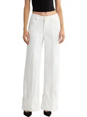 FADE OUT LOUD Ida Selvedge Seamed Wide Leg Jeans - Cloud