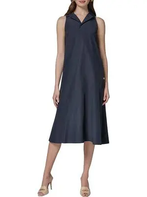 DONNA KARAN WEEKEND Crushed Cotton Blend Midi Dress - Nightfall