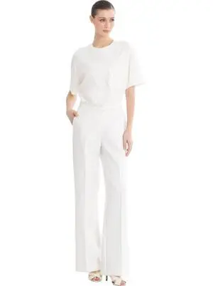 GIZIA Ecru Tailored Straight-leg Trousers - Beige