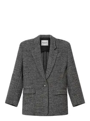 MARANT ETOILE Parly" Herringbone Wool-blend Tailored Jacket - Anthracite