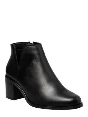 MANELA Alessa Block Heel Side Zip Ankle Booties - Black