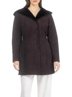 Gorski Genuine Shearling Parka With Embroidered Trim - Dark Brown