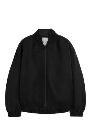 Cos Gathered Nylon Bomber Jacket - Black