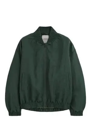 Cos Gathered Nylon Bomber Jacket - Green