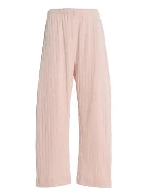 LESET Pointelle-knit Cotton Crop Wide-leg Pants - Pink