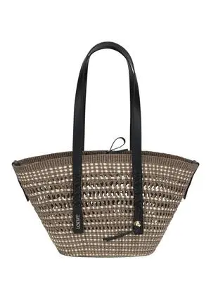 Loewe LOEWE Medium Braided Basket Shoulder Bag In Iraca Palm And Calfskin Brown