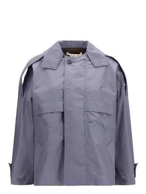 Marni Textured Nylon Jacket With Drawstring Waist - Grey