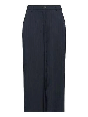 Momoni Pinstriped Viscose Wool Midi Skirt - Blue