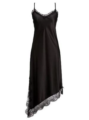 OLTRE Maxi Dress With Lace Trims - Black