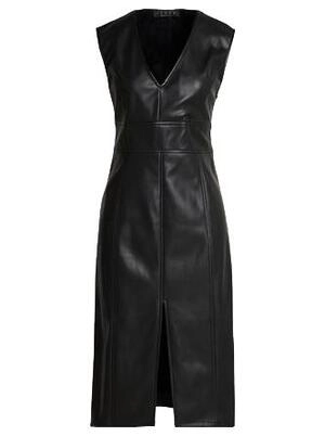 KAOS Bodycon Midi Dress With Plunge Neckline And Front Slit - Black