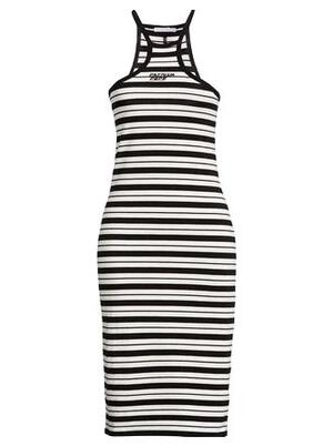 Patrizia Pepe Ribbed Striped Midi Dress - Black