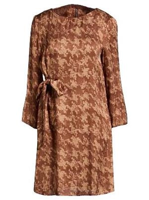 MANILA GRACE Viscose Mini Dress With Houndstooth Pattern - Brown