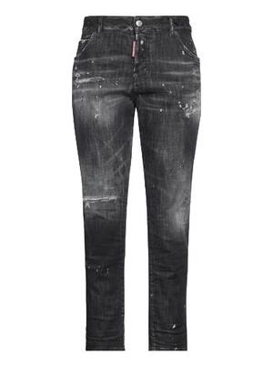 Dsquared2 Cotton Elastane Boyfriend Jeans With Leather Detail - Black