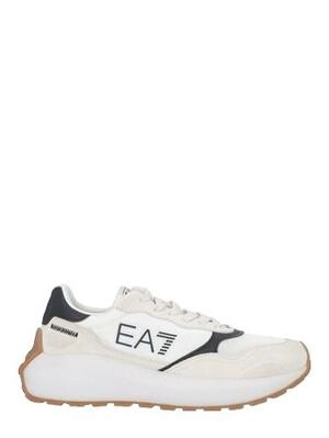 EA7 Leather And Polyester Low-top Sneakers - Ivory