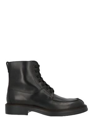 TOD'S Leather Ankle Boots With Kitten Heel - Black
