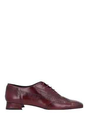 ZINDA Leather Oxford Shoes With Lace-up Detailing - Red