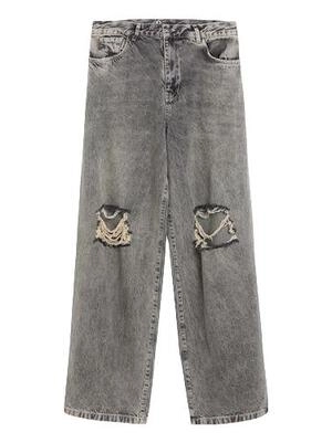 8PM Cotton Wide-leg Jeans - Grey