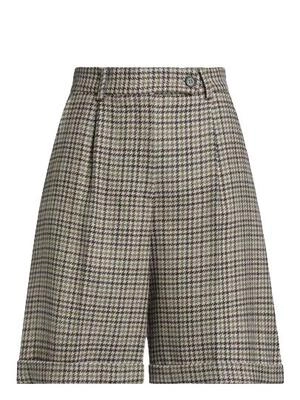 Antonelli Firenze Virgin Wool Houndstooth Shorts - Beige