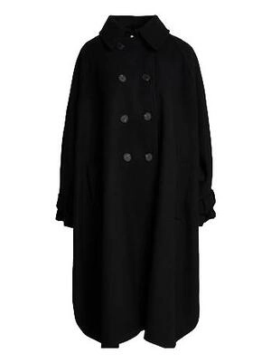 KAOS Double-breasted Coat With Puffed Sleeves - Black
