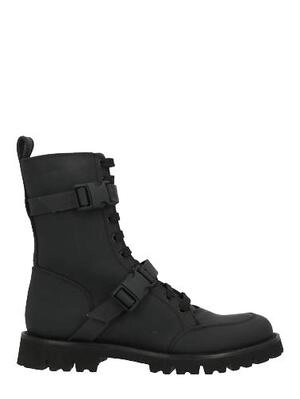 BALDININI Calfskin Leather Combat Boots - Black