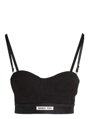 Patrizia Pepe Crop Top With Detachable Straps - Black