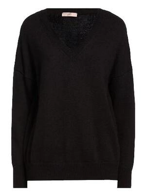 CARLA G. V-neck Acrylic, Alpaca Wool, Polyamide, And Polyester Sweater - Black