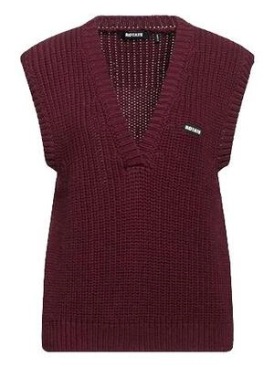 ROTATE BY BIRGER CHRISTENSEN Sleeveless Merino Wool & Organic Cotton V-neck Sweater - Red