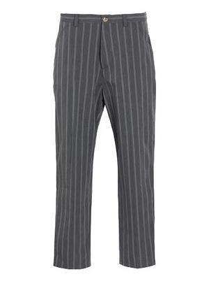 Brunello Cucinelli Cotton Striped Tapered Leg Trousers - Grey