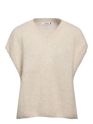 PLEASE Mohair Wool Blend V-neck Sweater - Beige