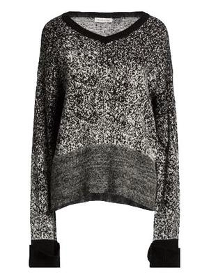 MANILA GRACE Mélange V-neck Sweater - Black
