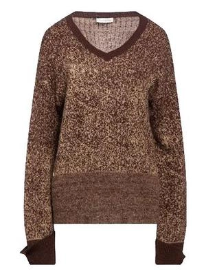 MANILA GRACE Mélange V-neck Sweater - Brown