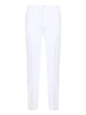 120% Lino Linen Tapered Leg Trousers - White