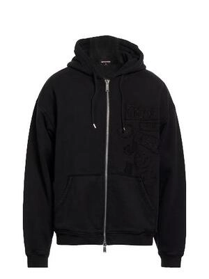 Dsquared2 Cotton Fleece Zip-up Hoodie With Appliqués - Black