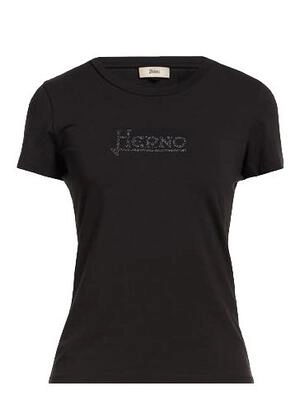 Herno Cotton & Elastane Printed T-shirt With Crystal Appliqués - Black