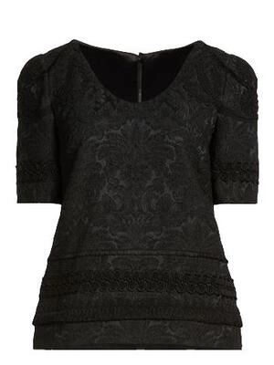 Dolce & Gabbana Jacquard Embroidered Top With Fringes - Black