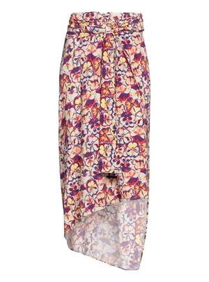 Rabanne Asymmetrical Floral Print Midi Skirt In Viscose Blend - Orange