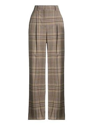 Tory Burch Tartan Plaid High-waisted Wide-leg Trousers - Grey