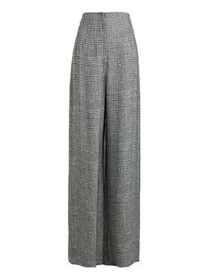 Emporio Armani Icon Pants Viscose Glen Plaid Wide-leg Trousers - Grey