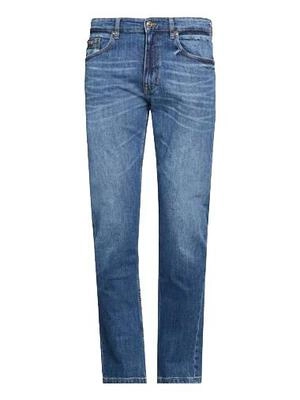 Versace Cotton Blend Straight Leg Jeans - Blue