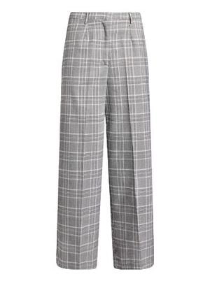 SHIRTAPORTER Wide-leg Plaid Tweed Trousers - Grey